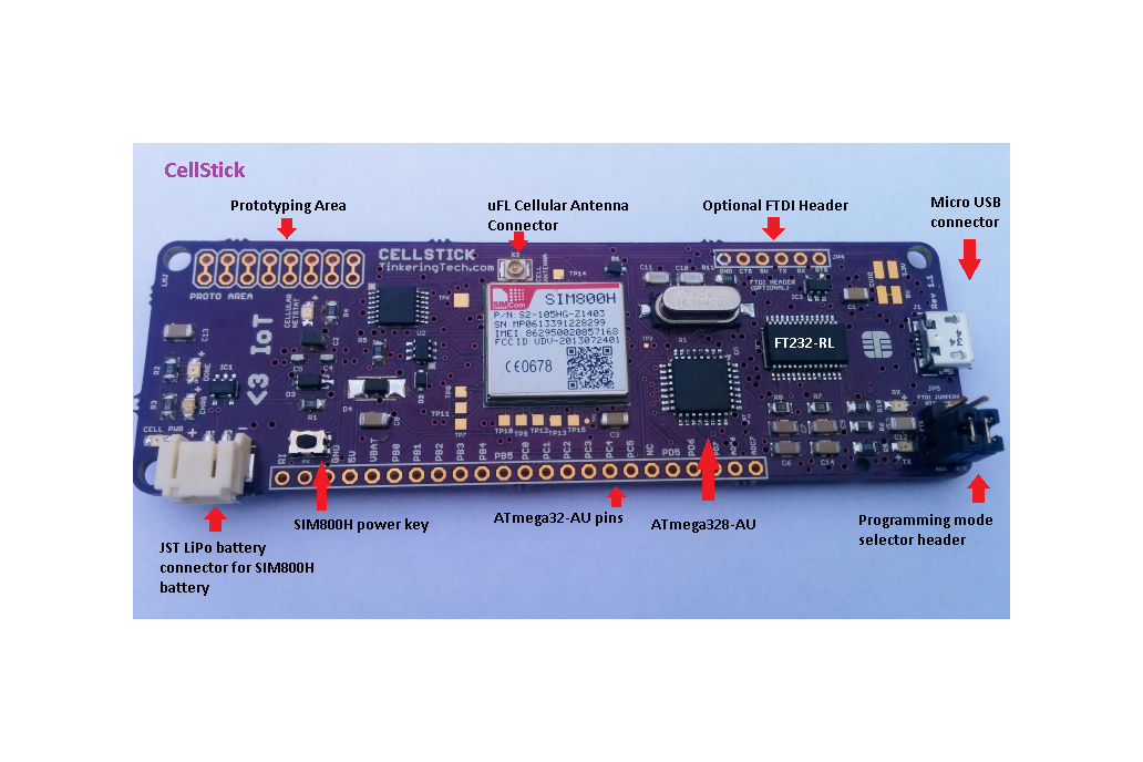 CellStick Cellular (GSM/GPRS) IoT Platform from TinkeringTech on Tindie