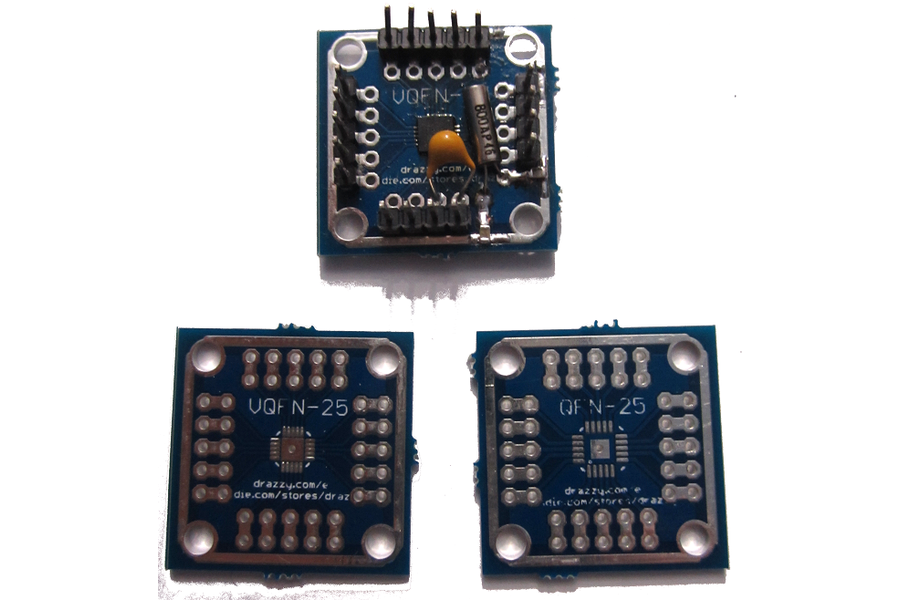 Breakout boards for QFN/VQFN/MLF SMD parts from DrAzzy on Tindie