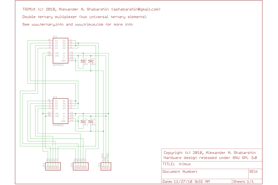 Dual balanced ternary multiplexer/demultiplexer from TRC on Tindie