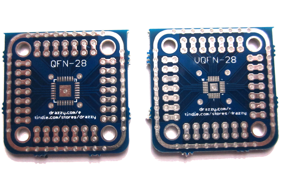 Breakout boards for QFN/VQFN/MLF SMD parts from DrAzzy on Tindie