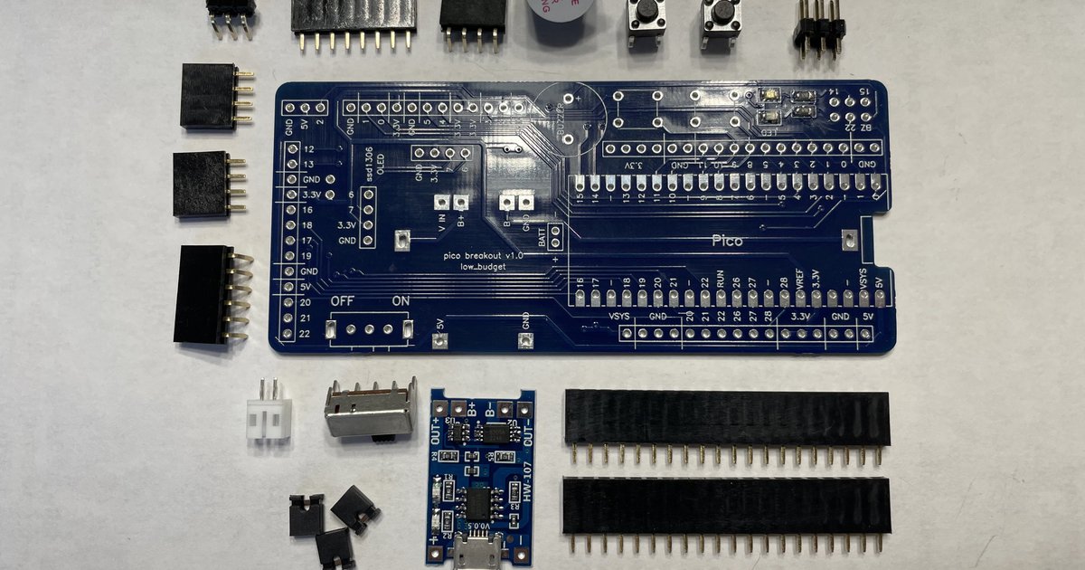 Raspberry Pi Pico Breakout Board w/ Battery Power from Low Budget on Tindie