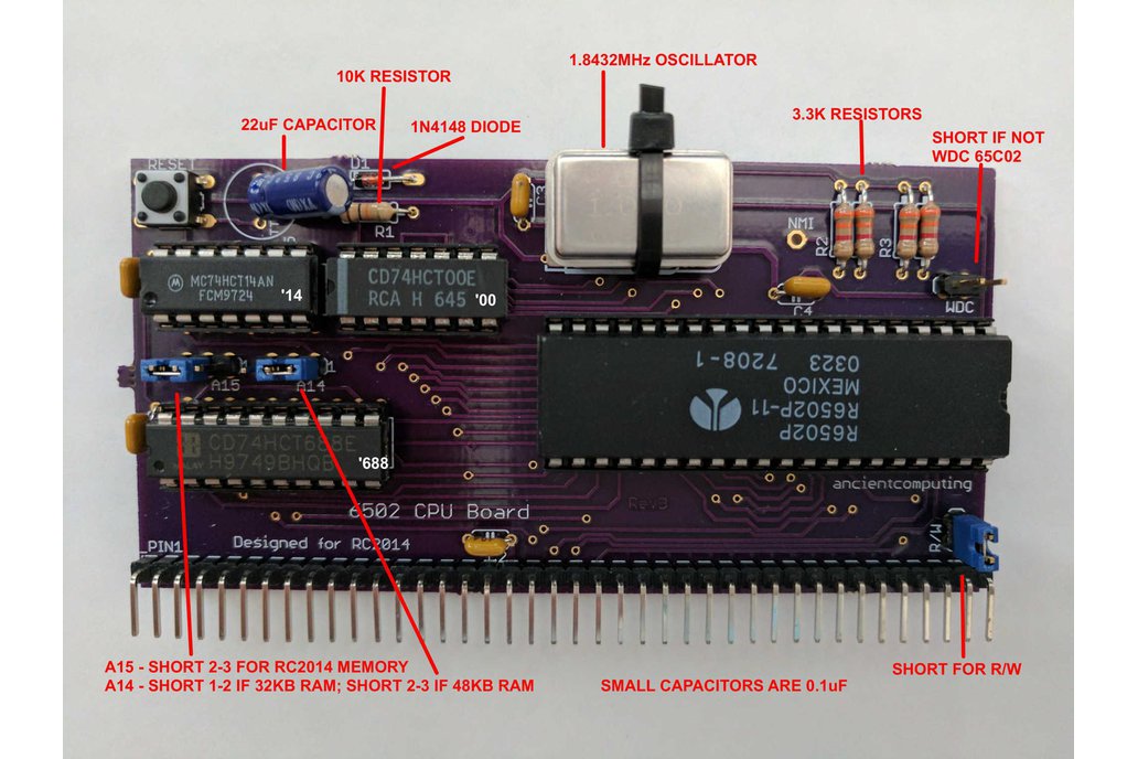 6502 CPU Board for RC2014 from ancientcomputing on Tindie