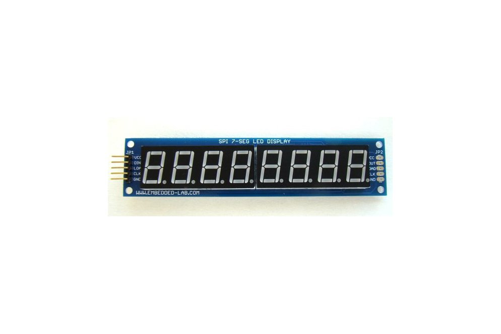 Serial 8-digit 7-segment LED display (Yellow) from Embedded Lab on Tindie