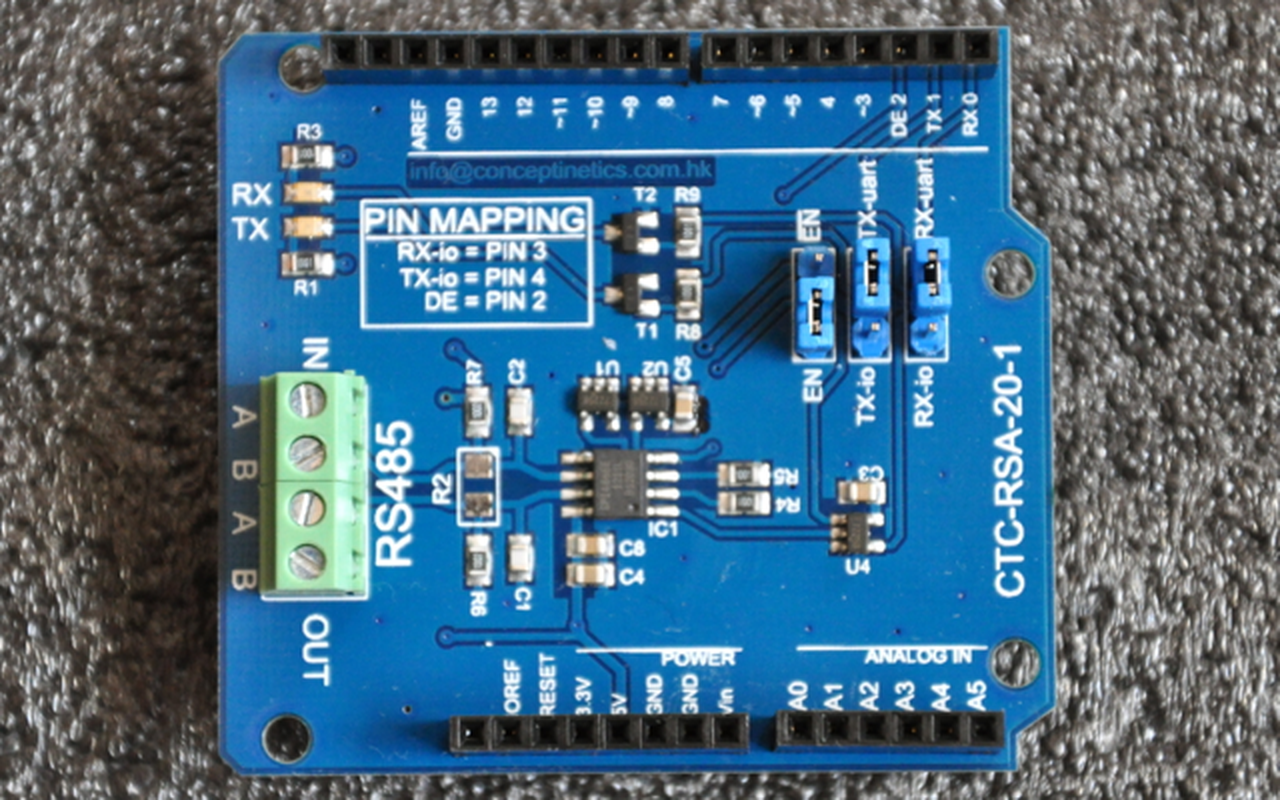 RS485 RS422 Shield for Arduino from Conceptinetics on Tindie