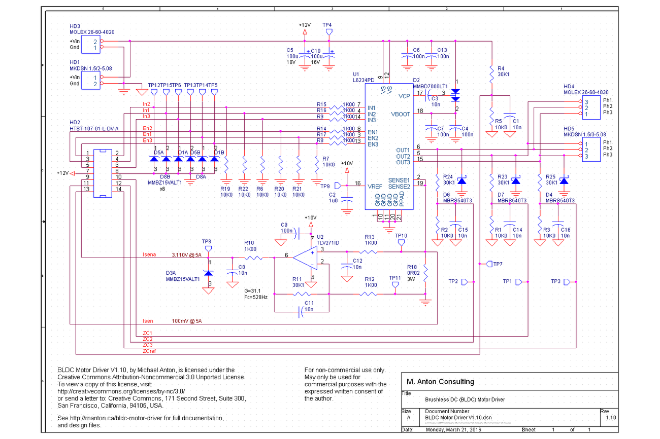 Brushless DC (BLDC) Motor Driver PCB from M. Anton Consulting on Tindie