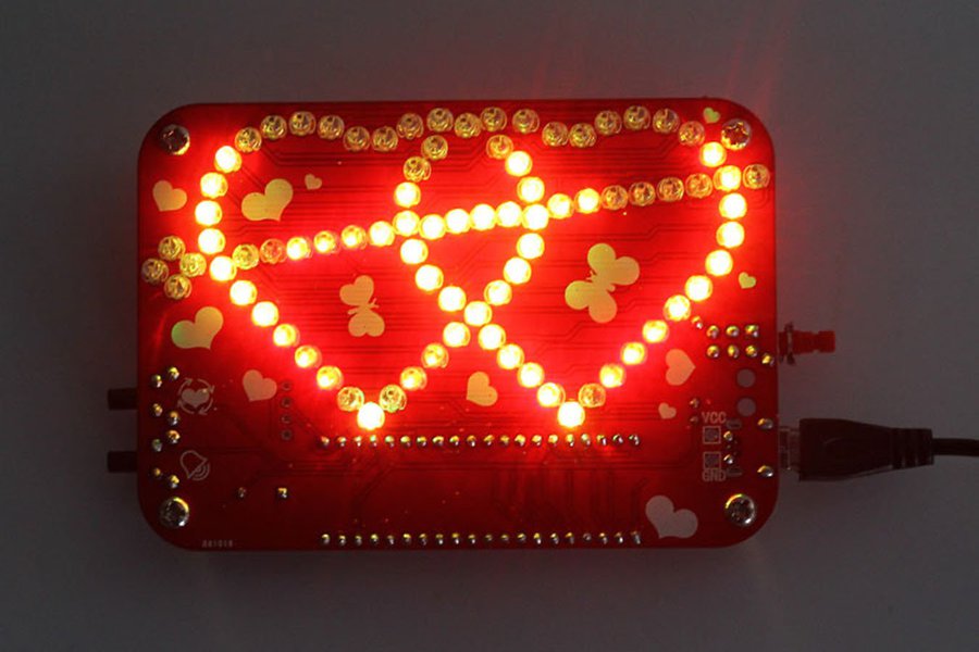 RGB LED Heart-Shaped Flashing Light Kit (13054) from ICStation on Tindie