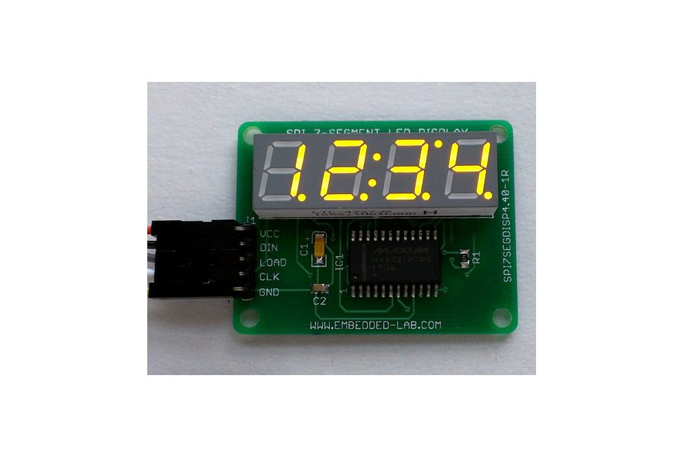SPI 4-digit seven segment LED display from Embedded Lab on Tindie