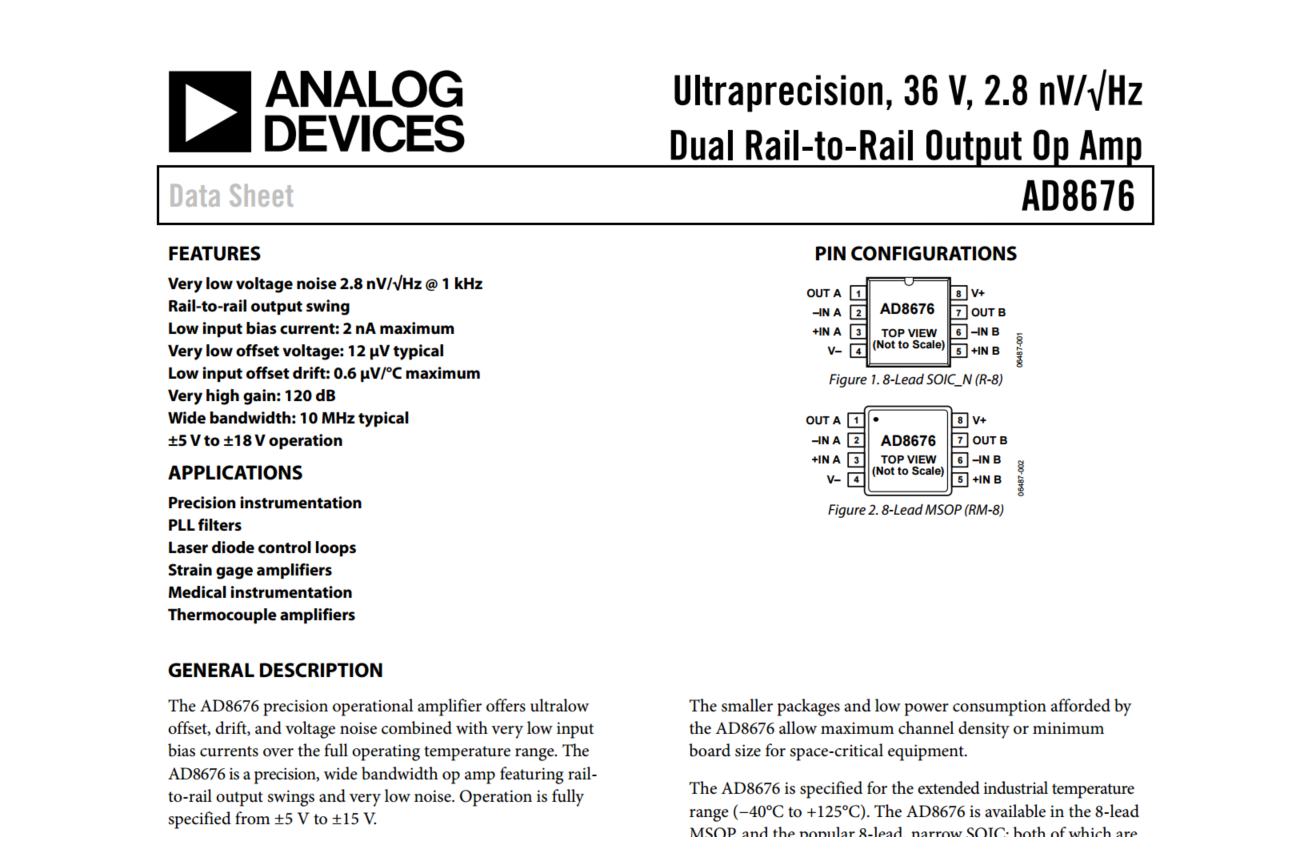 AD8676 Ultra precision dual opamp (QTY 10) from Marty Rice on Tindie