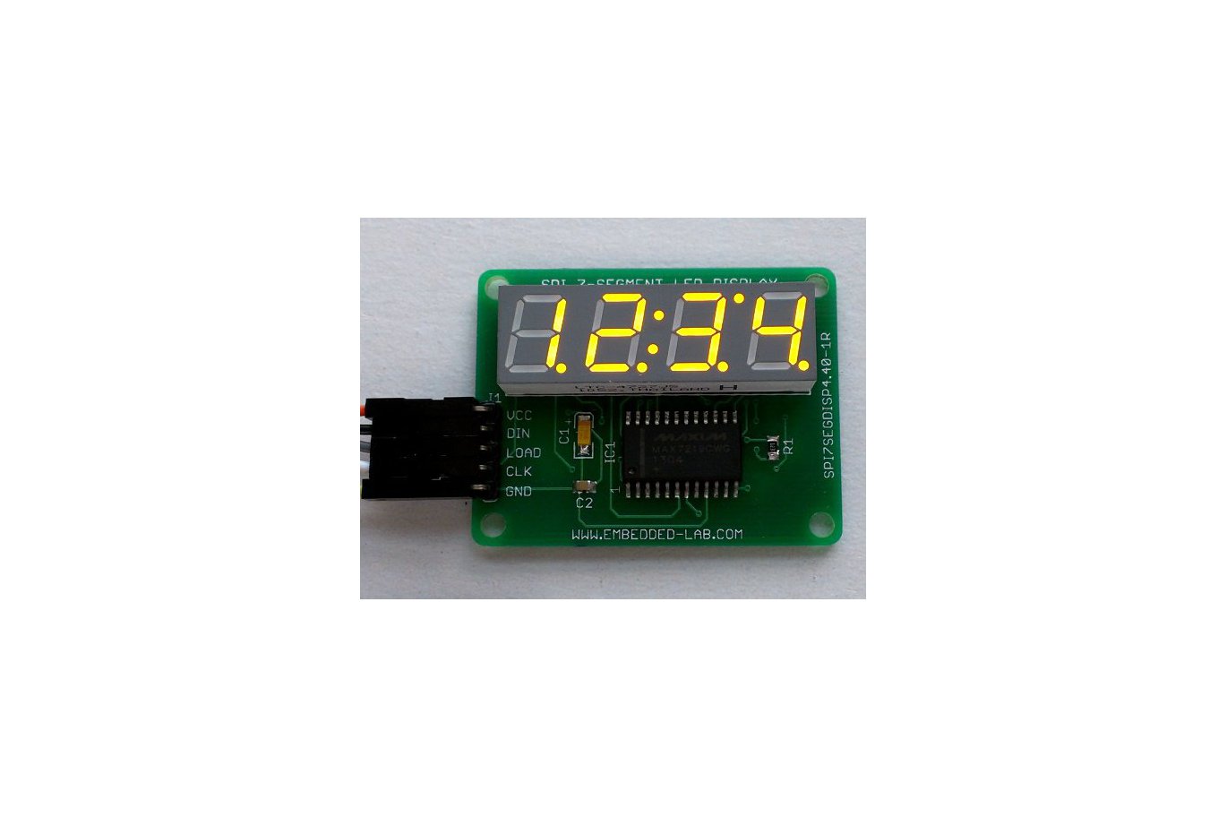 SPI 4-digit seven segment LED display from Embedded Lab on Tindie