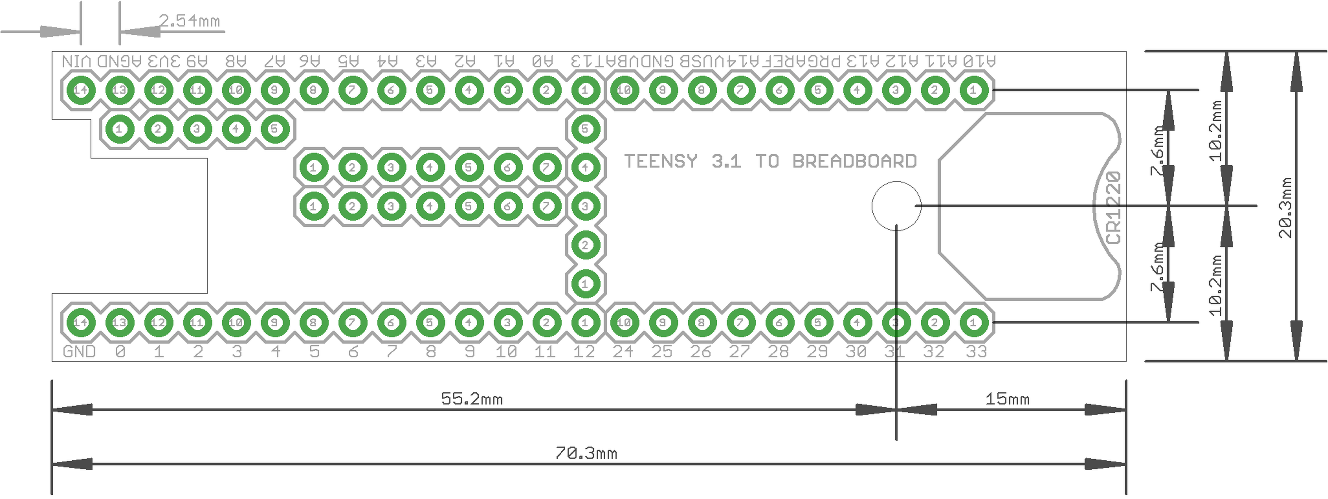 Teensy 3.1 to dip/breadboard pcb w/ RTC support from joni on Tindie