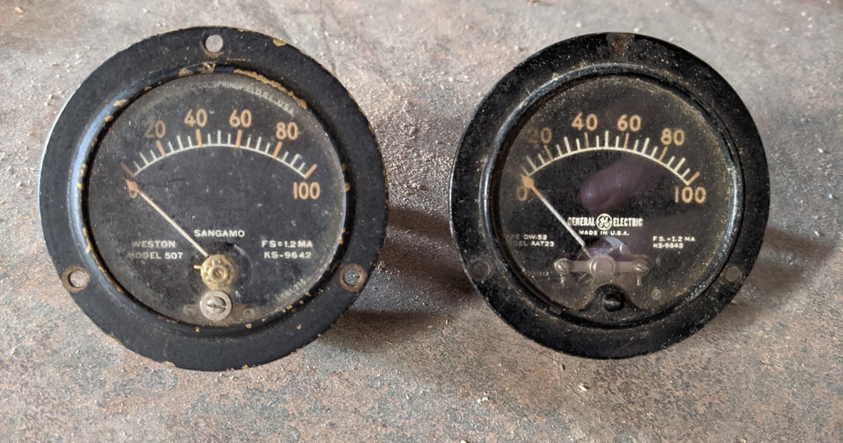 Vintage GE/Sangamo amp-meters from 509engr on Tindie