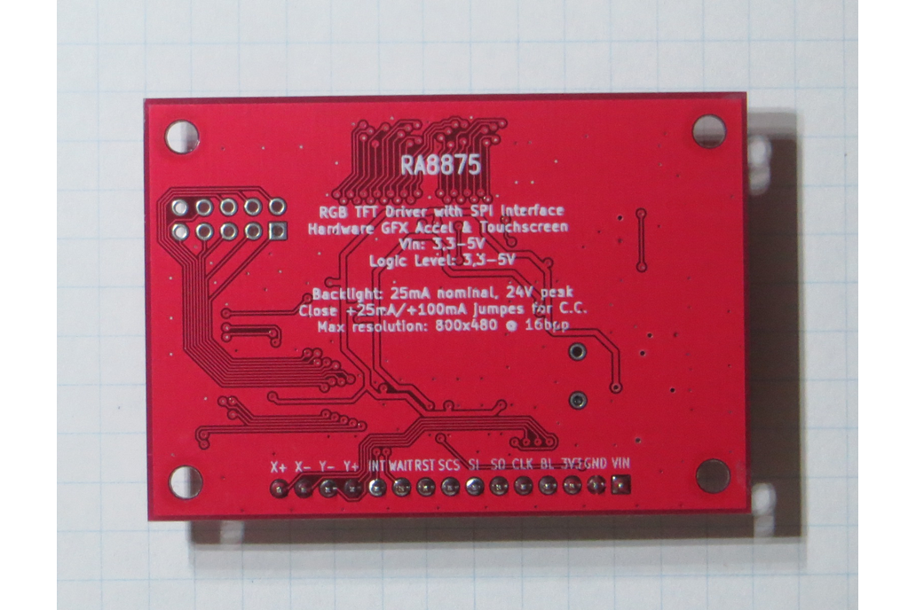 Ra8875 Driver Board For 40 Pin Tft Touch Displays From Elecdev On Tindie