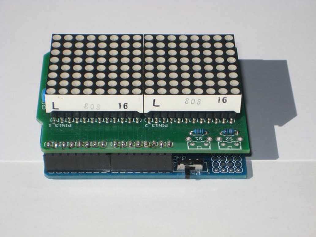 Dual Tri-color LED matrix shield for Arduino from florinc on Tindie