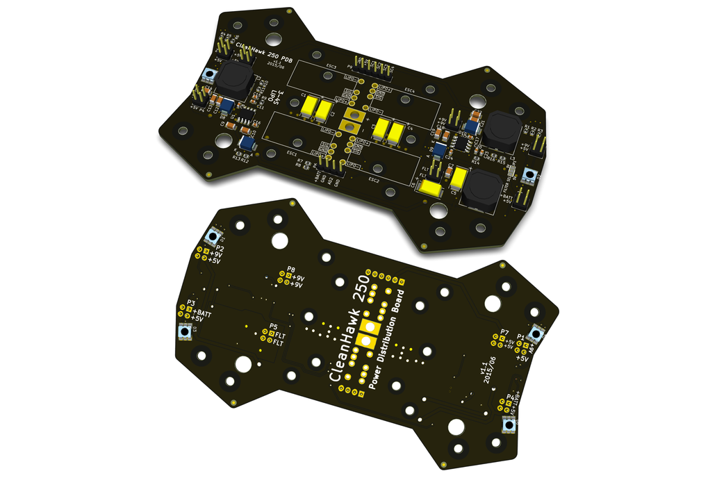 CleanHawk 250 Quadcopter Power Distribution Board from 2bluesc on Tindie