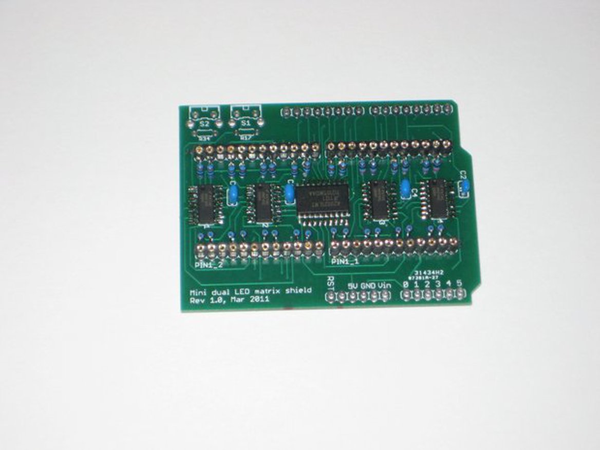 Dual Tri-color LED matrix shield for Arduino from florinc on Tindie