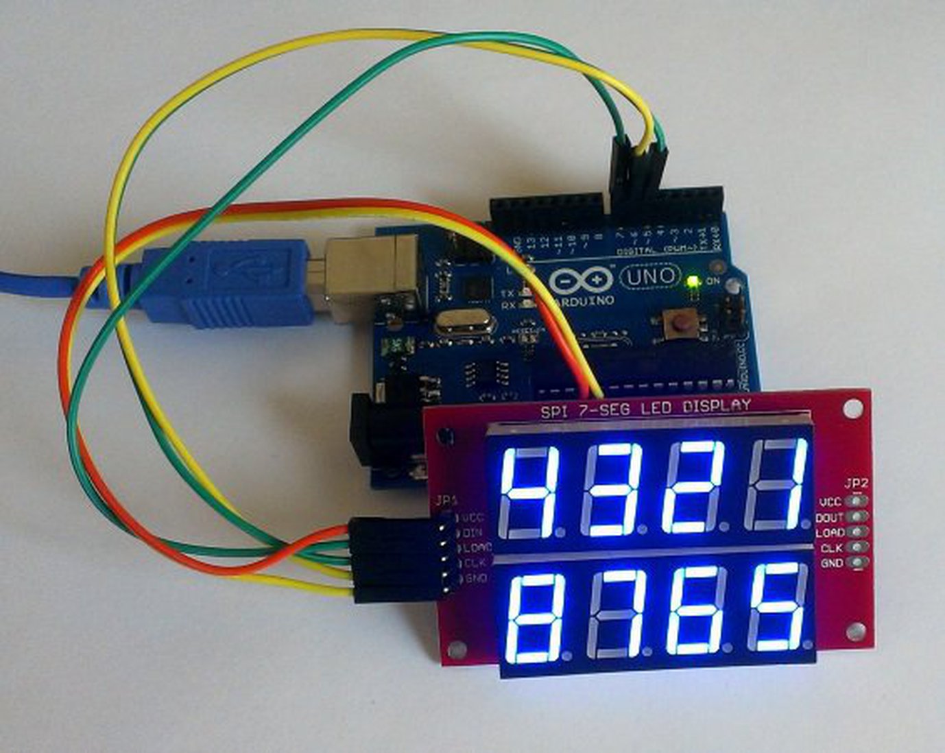 Double row 4-digit seven segment LED display-BLUE from Embedded Lab on Tindie