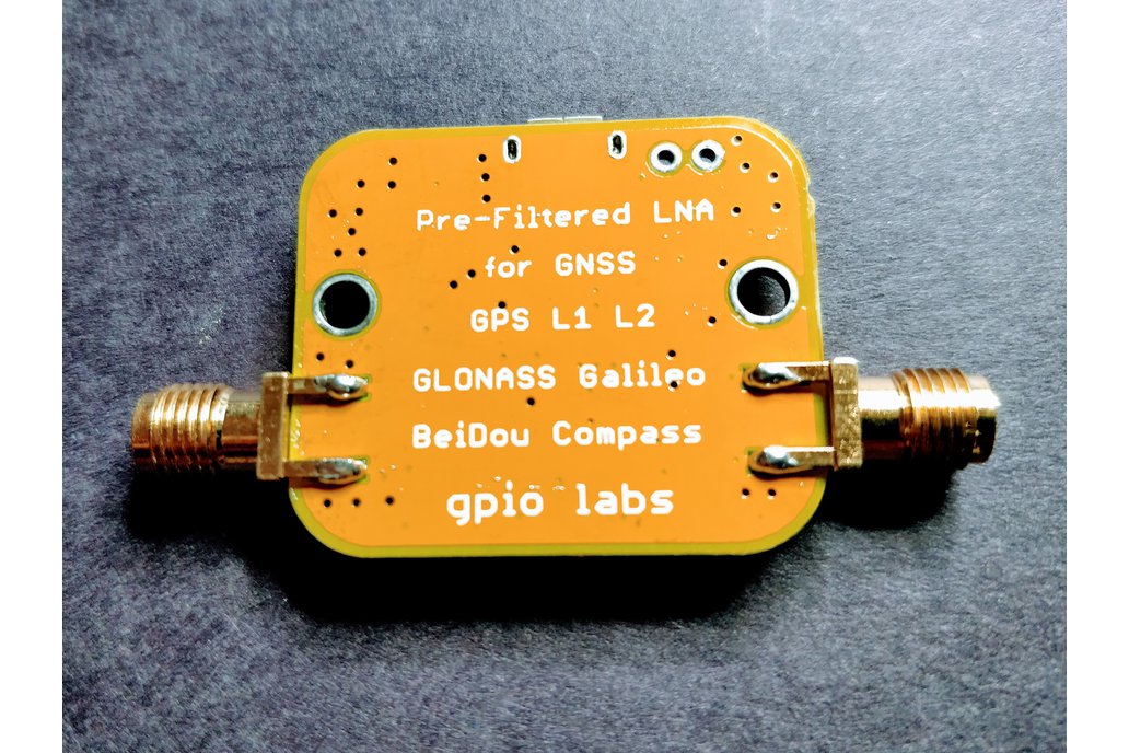 Pre-filtered GNSS LNA GPS L1-L5 GLONASS BeiDou from GPIO Labs on Tindie