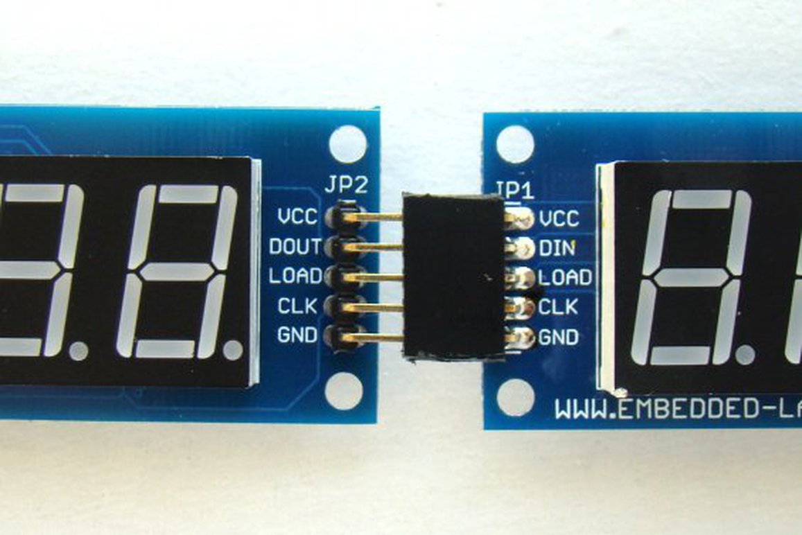 Serial 8-digit 7-segment LED display (Yellow) from Embedded Lab on Tindie