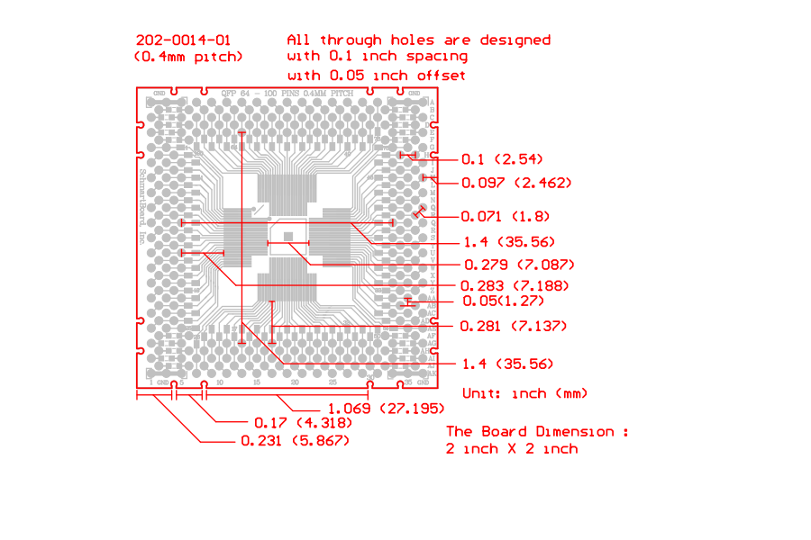 SchmartBoard|ez QFP 64-100 Pins 0.4mm Pitch PCB from Schmart on Tindie