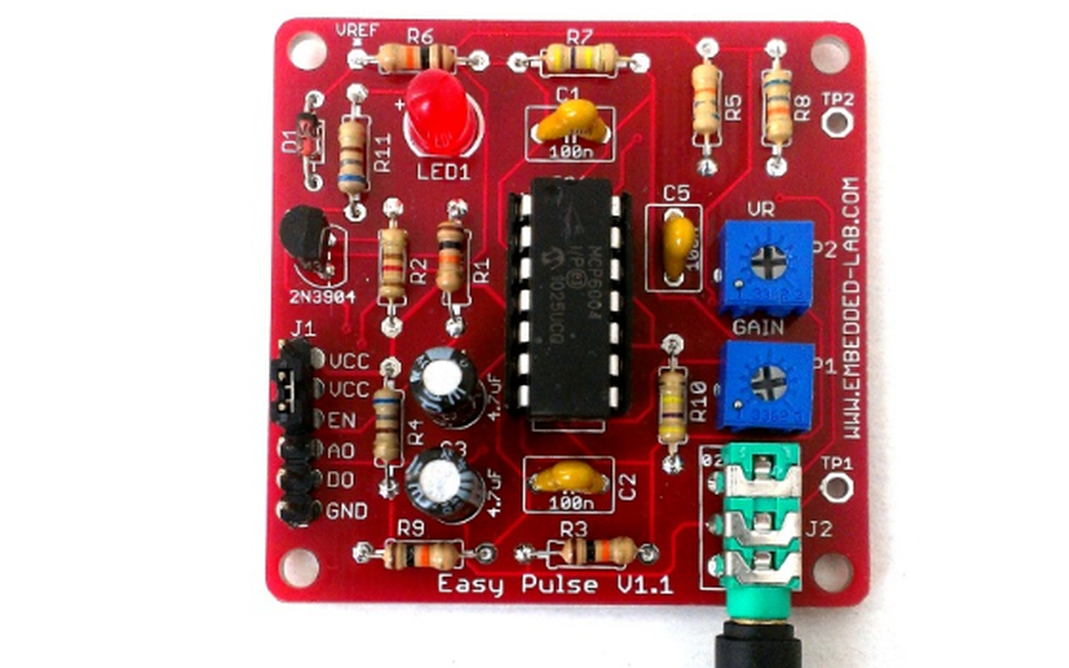 Easy pulse sensor based on photoplethysmography from Embedded Lab on Tindie