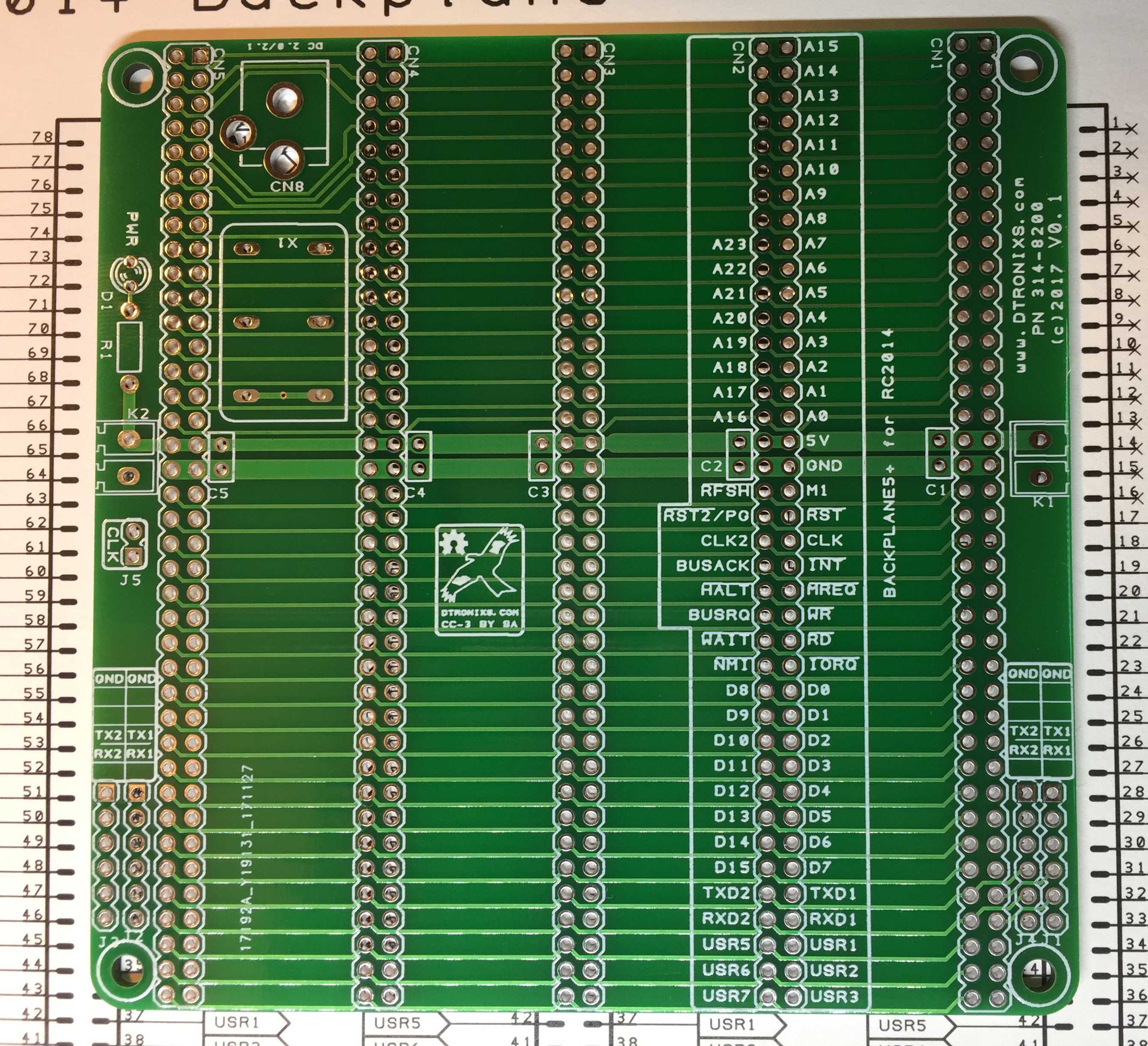 Backplane 5 for the RC2014 Bus from DTRONIXS on Tindie