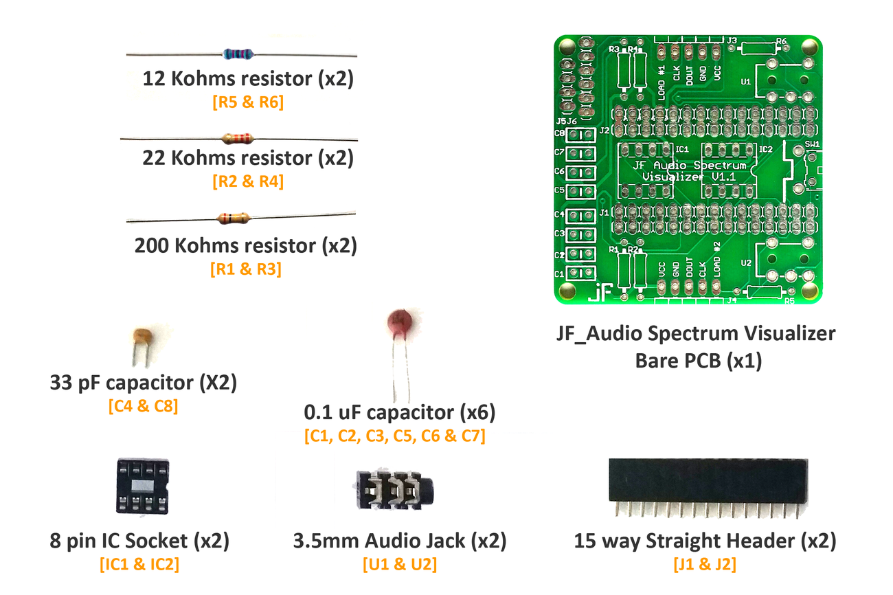 JF Audio Spectrum Visualizer Board (Basic Kit) from Jollifactory on Tindie