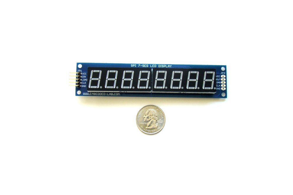 Serial 8-digit 7-segment LED display (Green,0.56") from Embedded Lab on Tindie