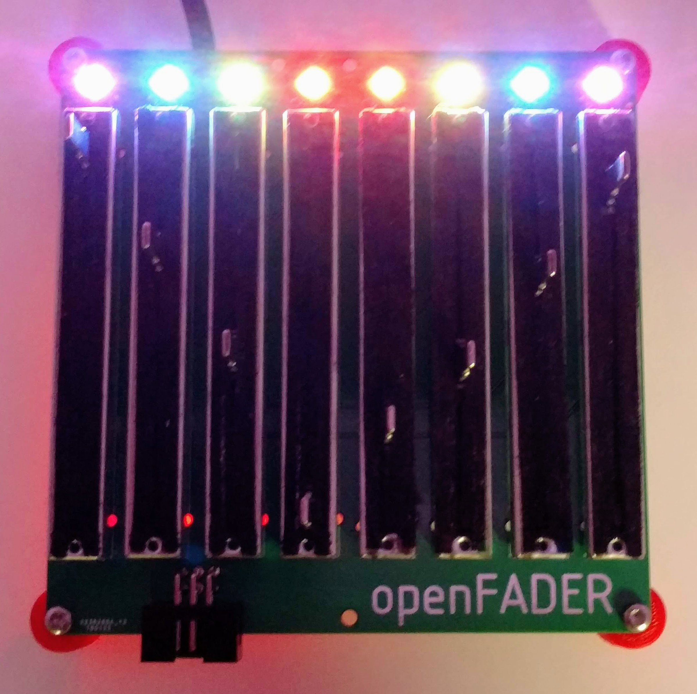 RGB 8x Slider Mixer Fader for MIDI from LeafCutter on Tindie