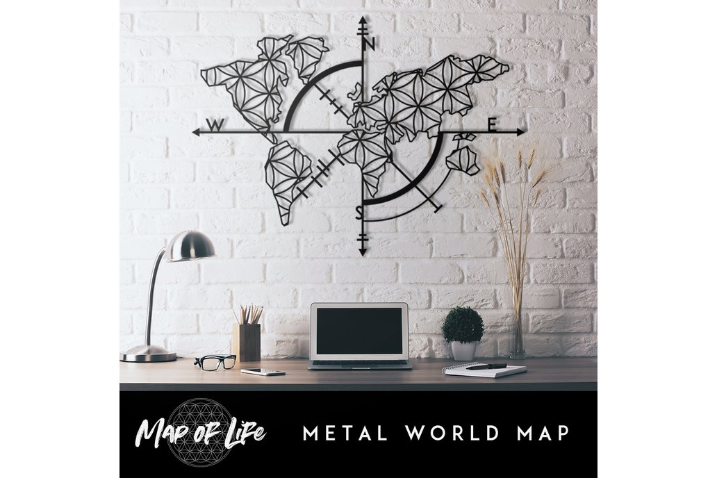 Map of Life - Metal World Map from Northshire Wall Art on Tindie