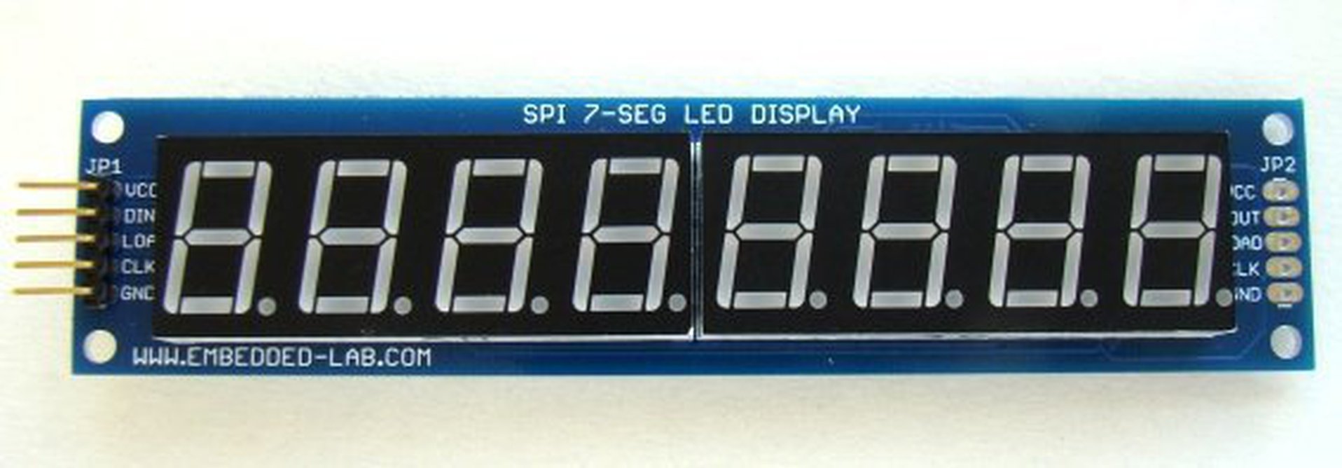 Serial 8-digit 7-segment LED display (Yellow) from Embedded Lab on Tindie