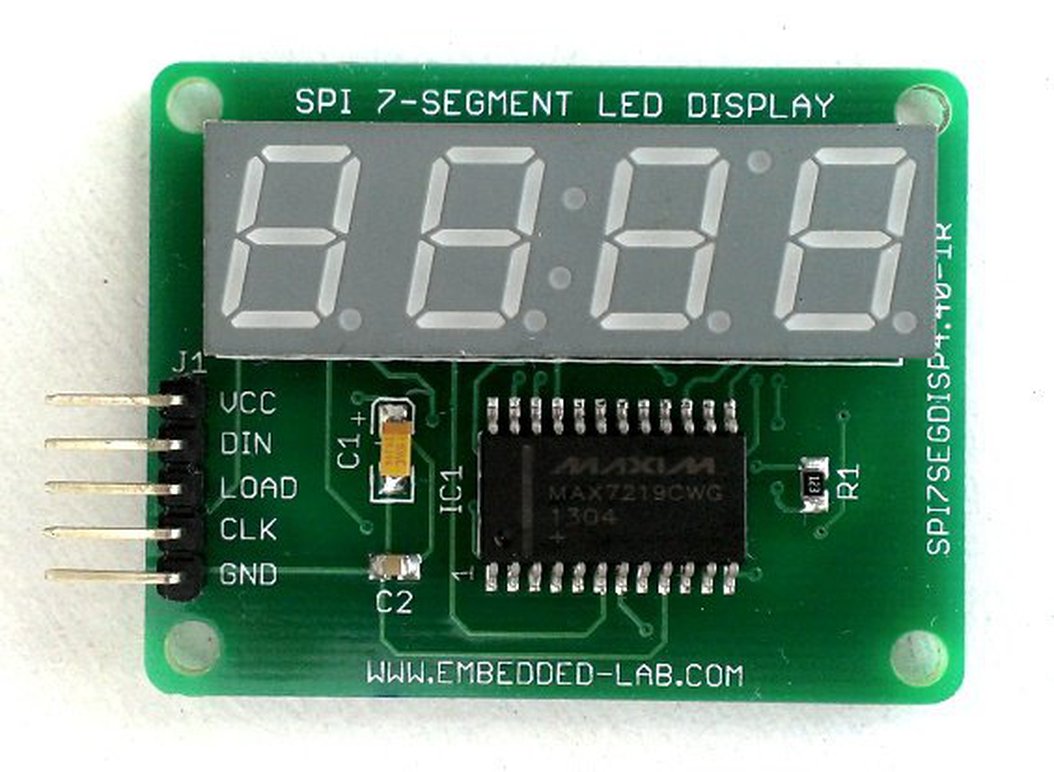 SPI 4-digit seven segment LED display from Embedded Lab on Tindie