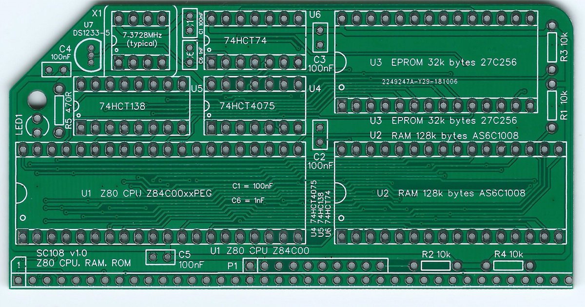 SC108 Z80 CPU, RAM & ROM Board for RC2014 from Stephen C Cousins on Tindie
