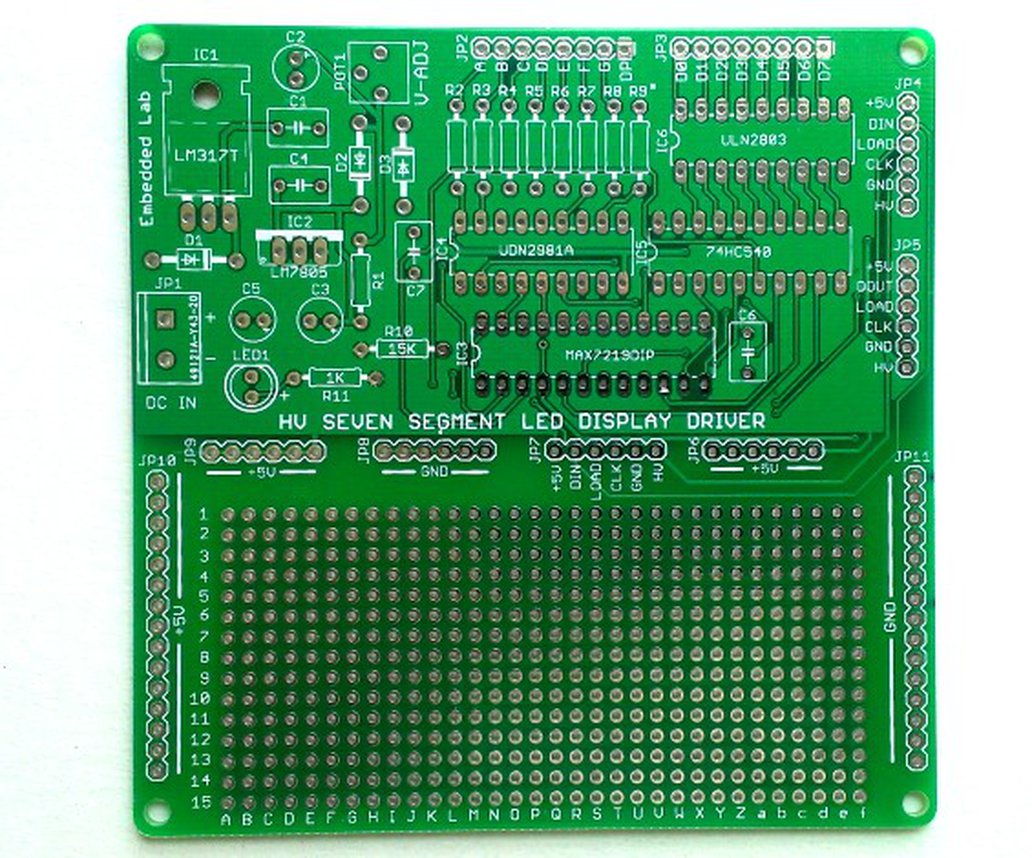 Serial driver for large seven segment LED displays from Embedded Lab on ...