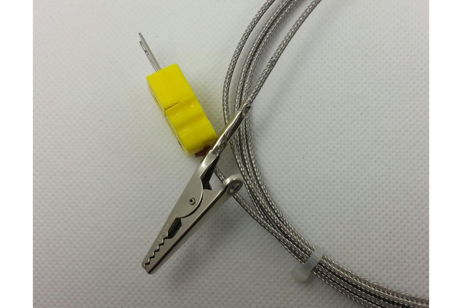 K-Type Thermocouple Probe, Alligator Clip 2 m long from akdracom on Tindie