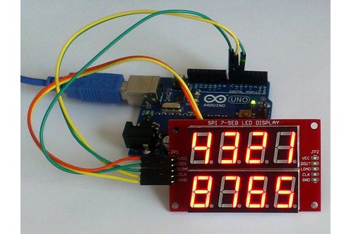 Double row 4-digit seven segment LED display-RED from Embedded Lab on Tindie