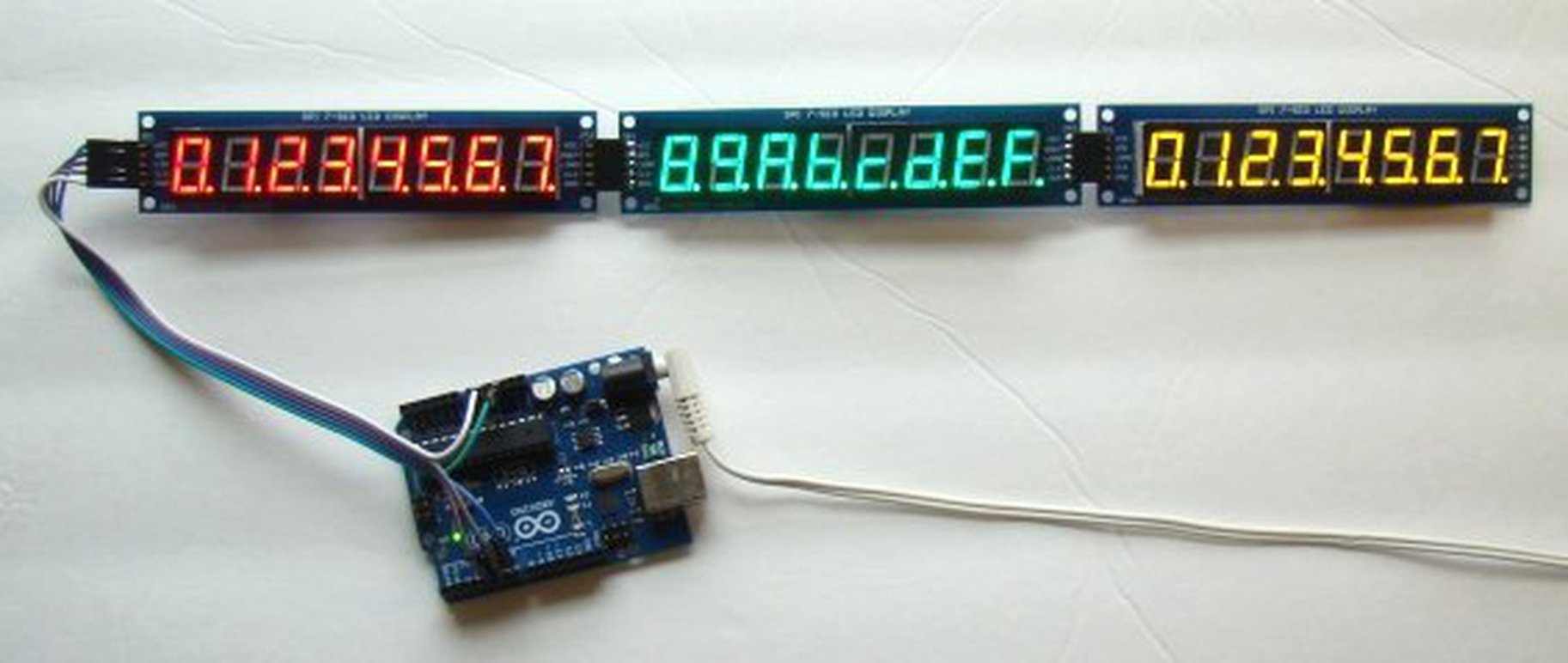 Serial 8-digit 7-segment LED display (Yellow) from Embedded Lab on Tindie