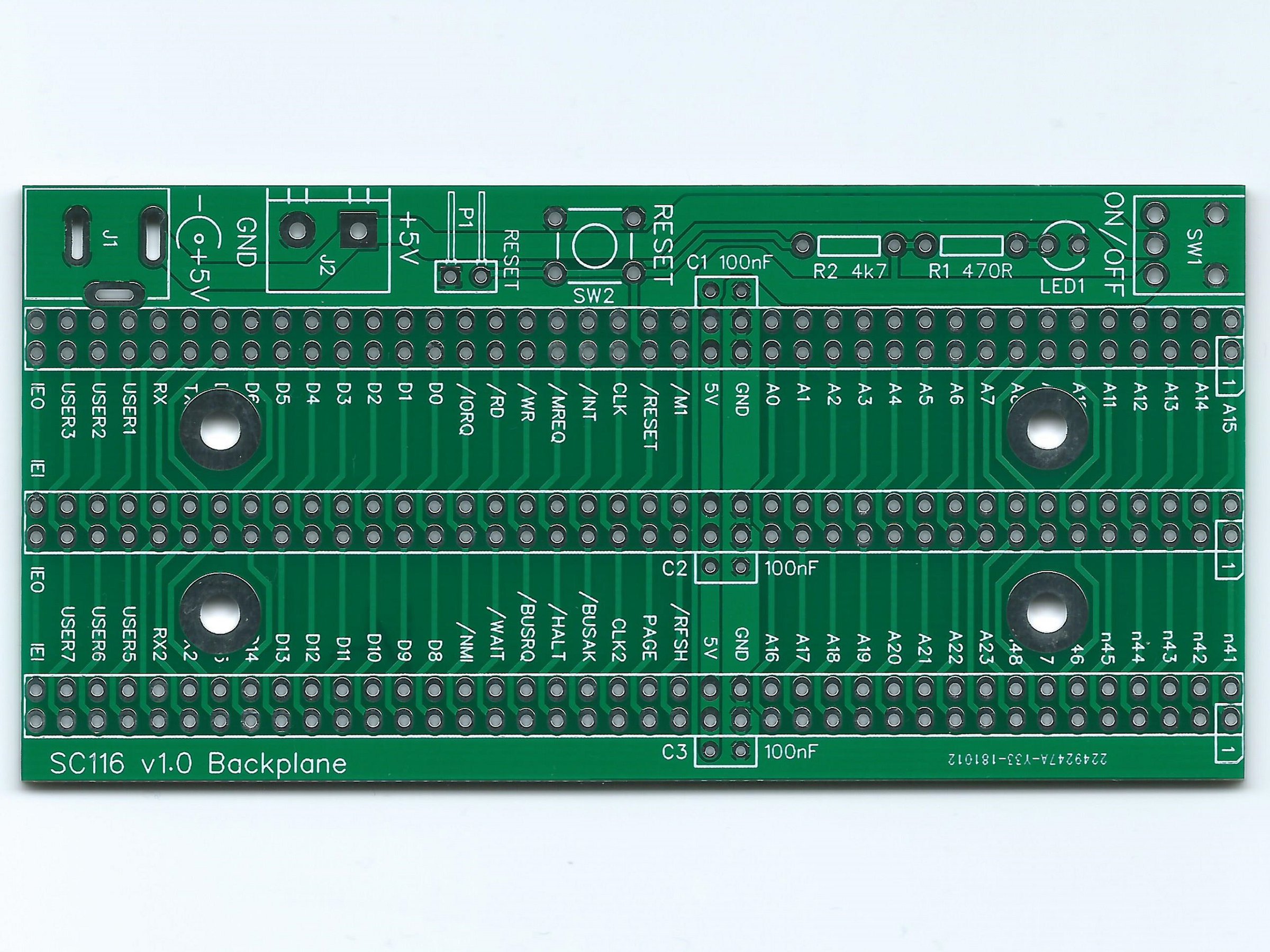 SC116 Backplane Board for RC2014 from Stephen C Cousins on Tindie